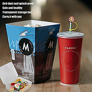 Almagic Cute Silicone straw covers cap 12 Pack,reusable Drinking Straw Covers Cap,Dust-Proof Straw Cap Toppers,With transparent storage box, convenient storage,for 6-9mm Straw