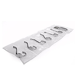 brightmaison 6 Pack Heavy Duty Dual 3.5inch Coat Hooks Wall Mounted with 24 Screws Retro Double Hooks Utility Black Hooks for Coat, Scarf, Bag, Towel, Key, Cap, Cup, Hat (Chrome)