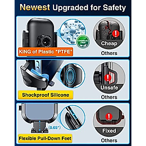 VANMASS Upgraded Car Vent Phone Mount [Patent Steel-Hook] Air Vent Holder Clip Sturdiest Shockproof Universal Mobile Cell Phone Mount Handsfree Stand Cradle for iPhone 14 13 Samsung Galaxy,Grey