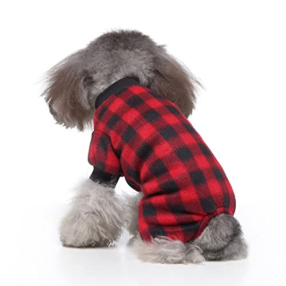 ChezAbbey Plaid Pet Clothes for Dog Pajamas Coat Cat PJS Jumpsuit Soft Velvet Doggie Jumpsuit Onesies Jammies Fleece Cat Apparel Warm Flannel Puppy Costumes