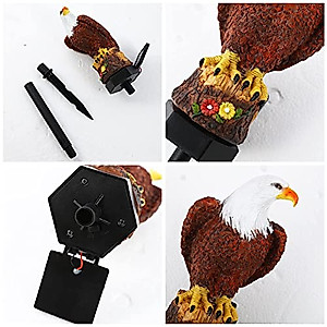 PERFECTOP 2 Pack Solar Eagle Garden Lights, Outdoor Solar Bald Eagle Figurines Decorative Stake Light, Garden Eagle Animal Bird Decor Yard Lawn Pathway Decoration Thanksgiving Christmas Ornament Gift