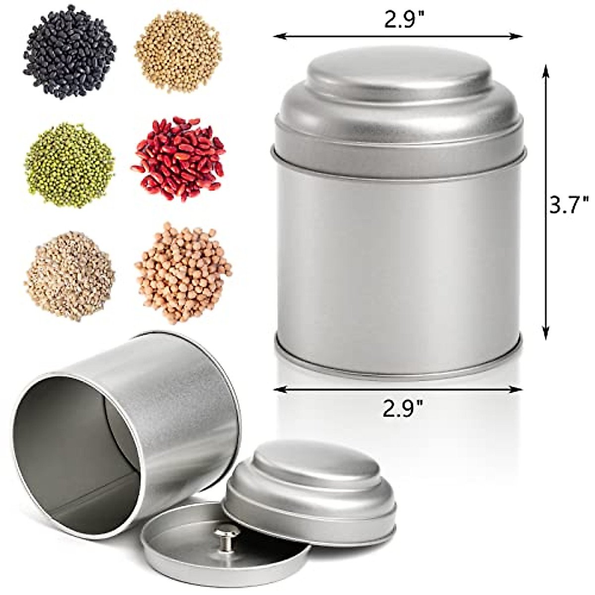 Lawei 6 Pack Tea Tins Canister with Airtight Double Lids, 8 OZ Round Tin Can Box, Small Kitchen Canisters Containers for Storage Tea, Coffee, Sugar, Loose Leaf, Candy, Herbs and Spices, Silver