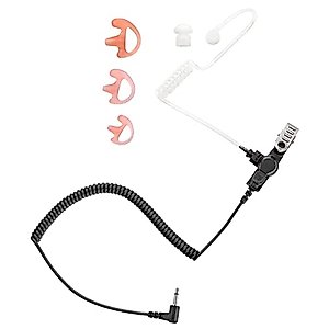 Listen Only Acoustic Tube Earpiece for Speaker Mic or Radio Carried Near Shoulder or Chest, 3.5mm Connector, Cable Length 10 inch, Coil Cord 6 inch, Reinforced Cable, Clear Sound Transmission