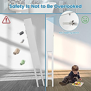 Giantex Over The Toilet Storage Cabinet, Freestanding Bathroom Cabinet w/ 2 Frosted Glass Doors, Inner 3-Position Adjustable Shelf, Open Storage Shelf, Bathroom Organizer & Space Saver, White