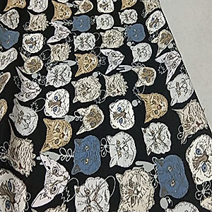 PUMCRAFT Sewing Fabric 100% Cotton Tough & Thick 45x55cm Vivid Cats Printed Cotton Canvas Fabric Animal Fabric Patchwork Cloth Dress Home Decor - 45cm - 55cm Fabric Patchwork Craft