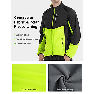 INBIKE Cycling Jackets for men Running Biking Jacket Windbreaker Thermal Windproof Reflective Cold Weather Black Green Large