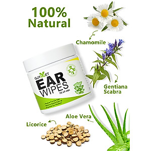 GJYC PET Dog Ear Cleaner-Ear Rinse & 100pcs Dog Ear Wipes & 30 Cotton Swabs Dog Ear Inflammation Therapy for Itch Relief, Soothe Ear Inflammation, Removes Wax, Odor