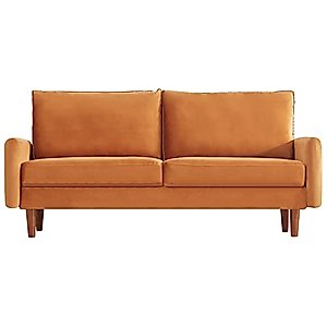 Dreamsir 58'' Mid Century Modern Sofa, Small Love Seats for Small Spaces, Velvet Couch with Two Storage Bags, Velvet Sofa for Living Room & Apartment (Loveseat, Ginger)