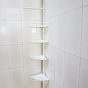 Shower Shelves Rack,4-Tier Bathroom Height 63" -118" Adjustable Telescopic Shower Shelf Shower Corner Rack