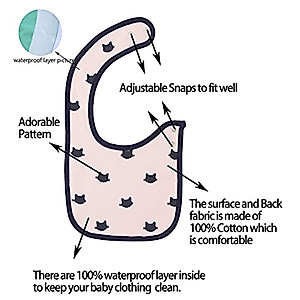 Maiwa 6 Pack Waterproof Cotton Baby Bibs for Girls for Drooling Eating Teething with Snaps