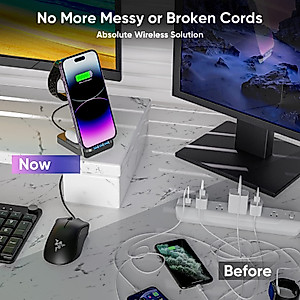 Welnotti 3 in 1 Charging Station for Multiple Devices Compatible with iPhone/iWatch/ipad/SamsungWireless Charger - Charging Stand Dock for AirPods(Gray)