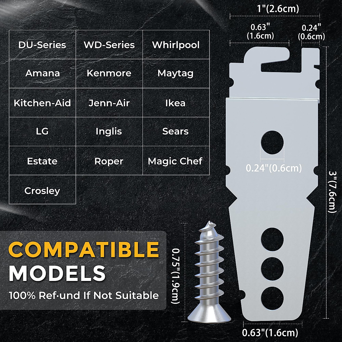 8269145 Dishwasher Mounting Bracket Replacement Parts, 2 Pack Undercounter Dishwasher Brackets - Exact Fit for Whirlpool Ken-More Kitchen-Aid Maytag, etc. Comparable to OEM 8269145 / WP8269145