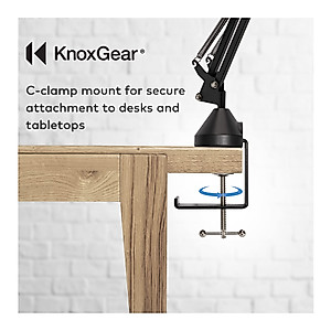 Knox Gear Boom Arm Microphone Stand for Podcasts, Studio Recording, Radio Broadcast, and Gaming, Microphone Desk Stand with 360-degree Rotation, Black Microphone Stand with 5/8-inch Screw Adapter