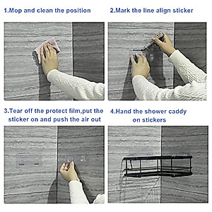 Adhesive Corner Shower Caddy,2 Pack Bathroom Corner Shower Basket Shelf With 6 Hooks Stainless Steel Shower Storage Organizer Shampoo Holder, No Drilling Shower Shelf Basket Bathroom Shelf Rack