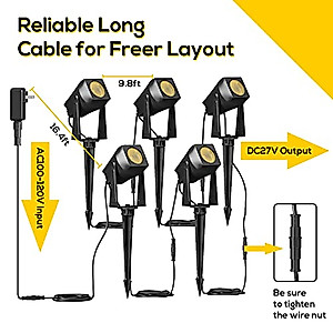 FMART LED Landscape Lights 3Wx5 Outdoor Landscape Spotlights, Landscape Lighting COB Waterproof Garden Pathway Lights Walls Trees Flags Spotlights with Spike Stand, 2700K Warm White, 5Pack, UL Plug