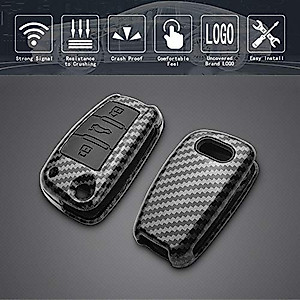 TANGSEN Flip Key Fob Case Compatible with AUDI A1 A3 A4 A5 A6 A8 Q3 Q5 Q7 R8 RS4 S3 S4 S5 S6 S8 TT 3 4 Button Keyless Entry Personalized Double Protective Cover ABS Plastic Carbon Fiber Black Silicone