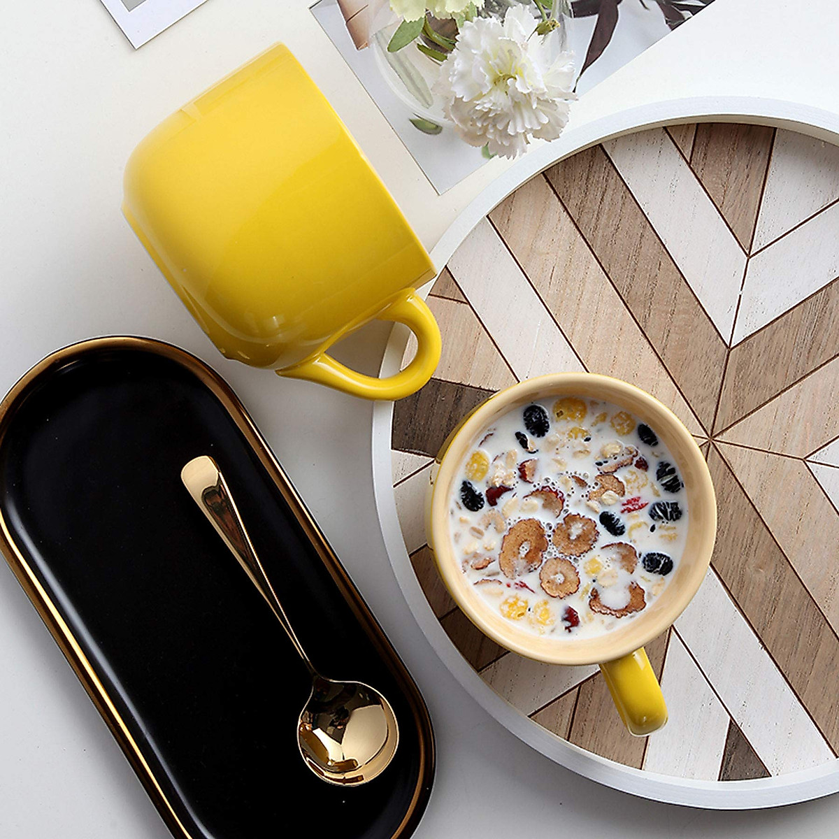 TeenFighter Porcelain Large Oatmeal Mug - 23 Ounces(680mL) Wide Coffee Mug, Breakfast Cup and Soup Bowl, Microwave and Dishwasher Safe, Ceramic Mug for Milk, Tea, Fruit, Ice Cream…