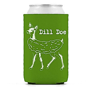 Cool Coast Products - Green Dill Doe Meme Beer Coolie | Funny Parody Coolers | Drink Gifts | Gag Party Huggie | White Elephant | Beer Beverage Holder | Craft Beer Gifts | Insulated Neoprene