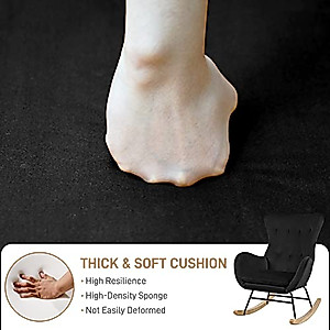 FUNNIU Rocking Chair Nursery, Glider Chair for Baby Nursing with Blanket Velvet Upholstered Indoor Glider Rocker Comfy Armchair Living Room Chair Accent Chair with High Backrest and Armrests