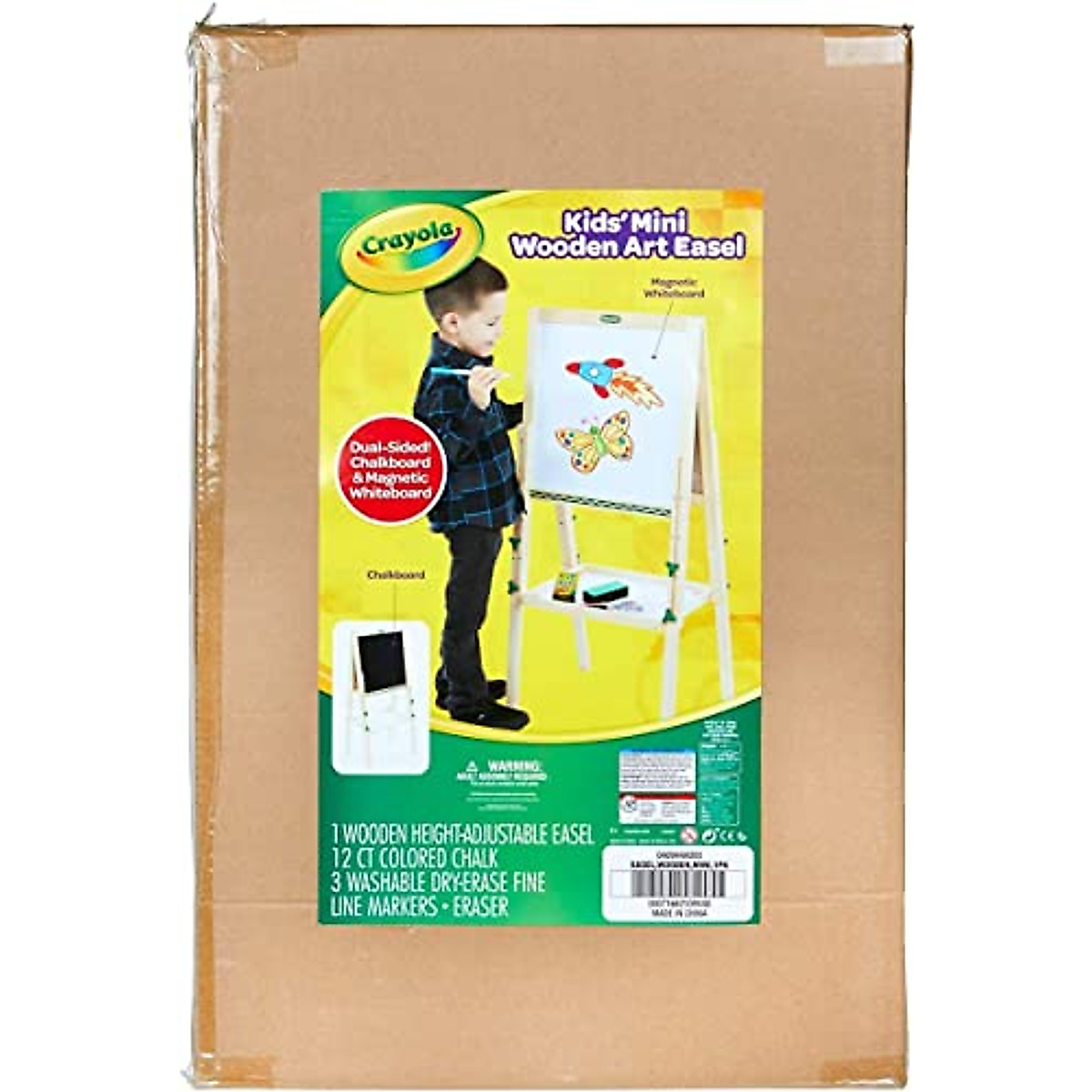 Crayola Kids Mini Wooden Art Easel & Supplies, Toddler Toys, Gift for Kids, Ages 3, 4, 5, 6