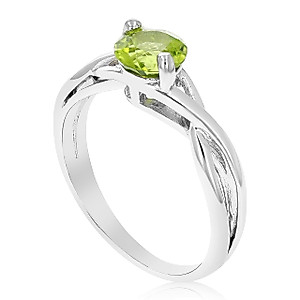 Vir Jewels 3/4 cttw Peridot Ring .925 Sterling Silver with Rhodium Plating Round Shape 6 MM Size 7