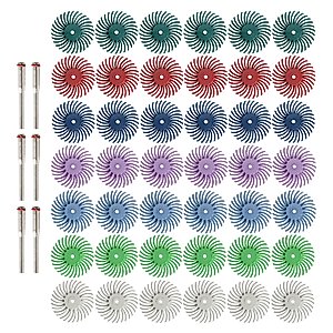 42pcs 1 Inch Radial Bristle Disc Kit with 3mm Shank for Rotary Tools,Detail Abrasive Wheel for Jewelry Wood Metal Polishing, Bristle Wheel with Grit 80-2500