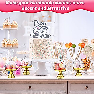 24 Pieces Plastic Mini Cake Stand with Dome Cover Chocolate Candy Cupcake Containers Dessert Display Plate with Dome Cover for Birthday Wedding Holiday Party Supplies (Gold, Transparent)