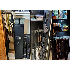 Large Rifle Safe, Long Gun Safe for Rifle Shotgun for Home, Quick Access 5-6 Gun Storage Cabinet with a Handgun Lock Box and a Removable Shelf, Silent Mode (Keyboard PIN Code)