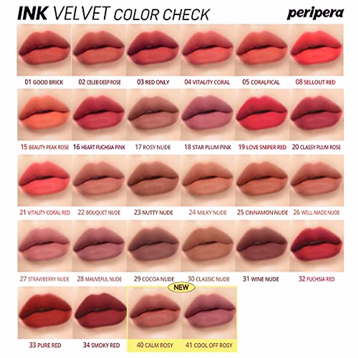 Peripera Ink the Velvet Lip Tint - High Pigment Color, Longwear, Weightless, Not Animal Tested, Gluten-Free, Paraben-Free (041 COOL OFF ROSY)