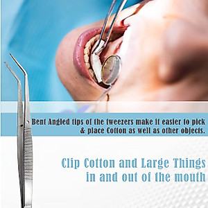 Lab Tweezers High Precision Forceps, 6" (15.2 cm), Fine Strong Angled Point tweezers, Stainless Steel