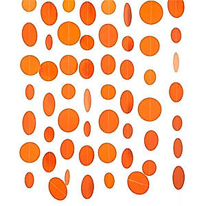 WEVEN Orange Paper Garland Circle Dot Party Banner Streamer Backdrop Hanging Decorations, 20 Feet in Total