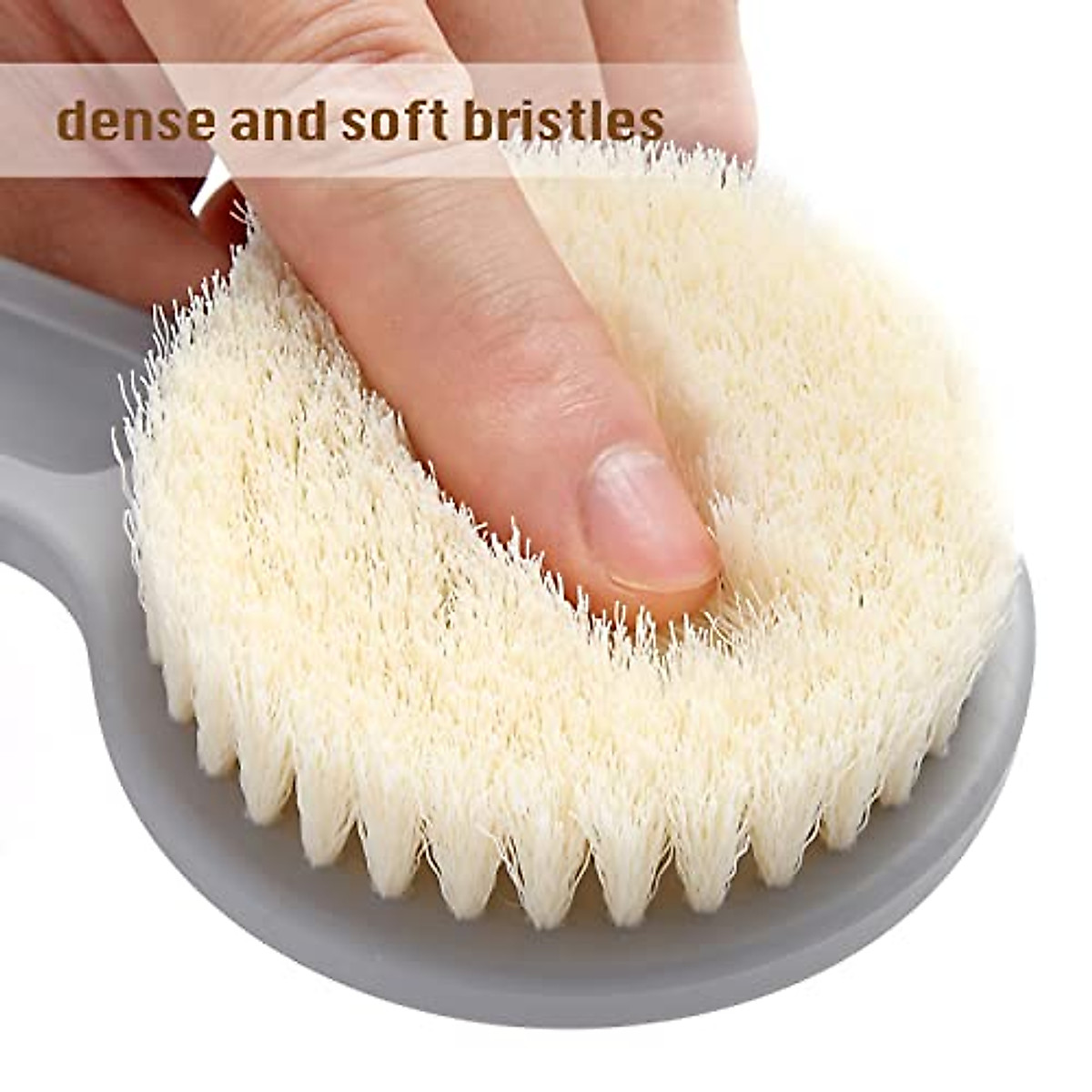 2Pack Back Scrubber for Shower, PIPUHA Back Scrubber Long Handle with Soft and Stiff Bristles, Shower Brush Body Exfoliating for Wet or Dry Brushing, Bathing Accessories for Body Brushes