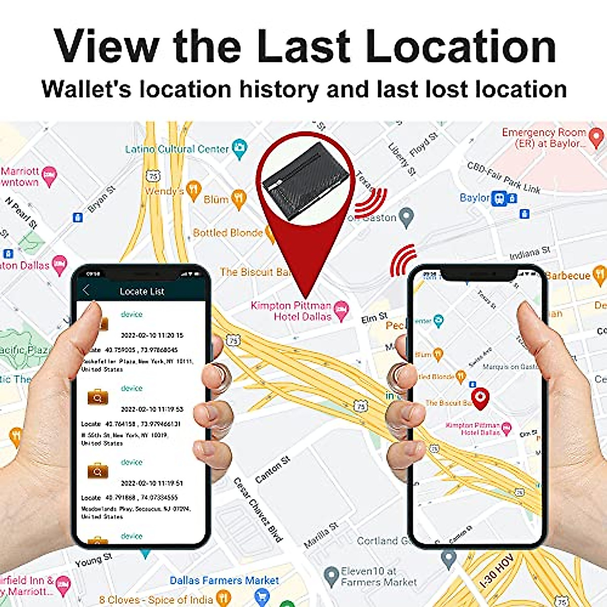 SMART LB Anti-Lost Bluetooth Wallet Tracker & Finder GPS Position Locator Slim Money Clip Wallet Credit Card Holder Gifts for Men