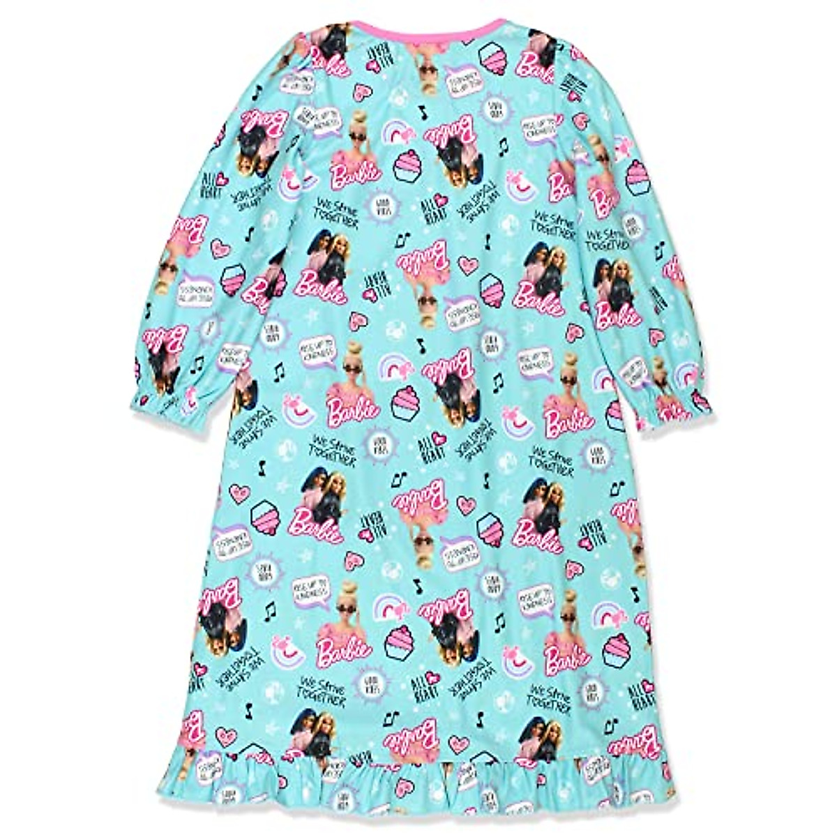 Barbie Girls Flannel Granny Gown Nightgown Pajamas (8, Turquoise)