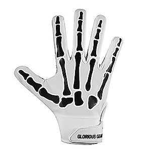 Glorious Traders Football Gloves, Adult and Youth Football Gloves Men & Women's - Ultimate Performance Booster Football Gloves Adult with Super Perfect fit & Sticky Grip. (White, XLarge)