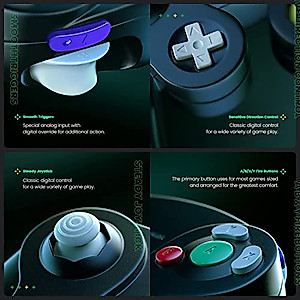 Arrocent GC Controller, Replacement for Gamecube Controller, Compatible with Wired USB Game Cube Controller/PC Windows 7 8 10 (Black)