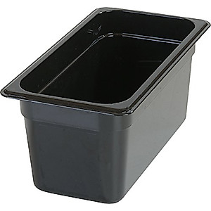 Carlisle FoodService Products Storplus Food Storage Container Food Pan, Chafing Pan for Catering, Buffets, Restaurants, Polycarbonate (Pc), 1/3 Size 6 Inches Deep, Black, (Pack of 6)