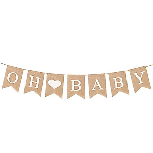 Baby Burlap Banner, Rope 78 Inch Oh Baby Burlap Banner Backdrop Baby Sign for Baby Shower Decorations and Gender Reveal Party