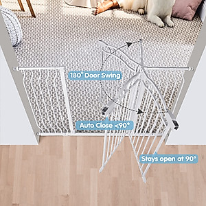 Baby Gate 29.5” to 53”, 30” Height Extra Wide Dog Gate for Stairs, Doorways and House, Auto-Close Safety Dog Gate for Pets, Pressure Mounted, White