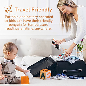 Pure Enrichment® PureBaby® Penguin Ear Thermometer - InstaRead™ Technology, LCD Backlit Display, 10 Memory Settings, Dual Scale Readings, Fever Alert, & Cover - Ideal for All Ages, Babies and Children