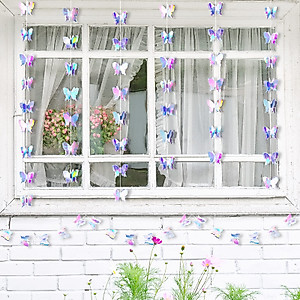 3D Butterfly Hanging Garlands Butterfly Laser Paper Party Streamers Decoration for Wedding Home Party Birthday Decorations Butterfly Baby Shower Decorations (8 Pieces)
