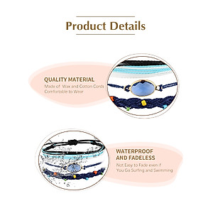 Hicarer 21 Pieces Surfer Wave Bracelet Ocean Wave Adjustable Waterproof Handmade Friendship Bracelet Anklet Jewelry for Women(Simple Style)