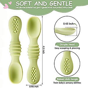 Potchen 14 Pack Silicone Baby Spoons First Stage Feeding for Babies and Toddlers Infant Spoon Led Weaning Training 6 Months Self Feeding, Soft Set, 4.5 x 1 inches