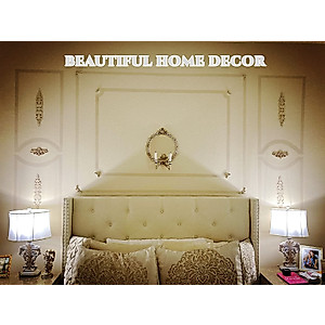 MUXSAM 4Pcs Long Wood-Carved Onlays Appliques for Furniture, Unpainted Wooden Carving Decals for Wall Cupboard Mirror Mantel Door Bed Cabinet Ceiling Dresser Refurbish Project(33x6cm/12.99"x2.36")