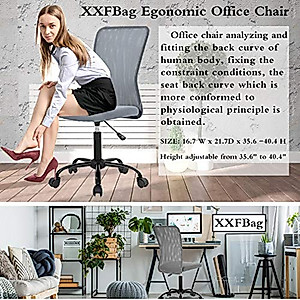 Ergonomic Office Chair with Lumbar Support Mesh Chair with Wheels Rolling Swivel Back Support Adjustable Executive Desk Chair, Modern PC Computer Desk Chair for Home Office Women Men by XXFBag - Gray