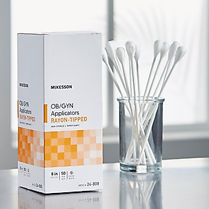 McKesson OB/GYN Applicators Rayon Tipped, Non-Sterile, 8 in, 50 Count, 1 Pack