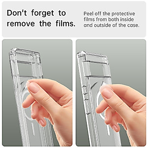 oakxco for Google Pixel 7 Pro Case Clear Magnetic Compatible with Magsafe, Thin Slim Transparent Non Yellowing, Hybrid Soft Silicone Bumper & Hard Plastic Protective Cover for Women, Clear