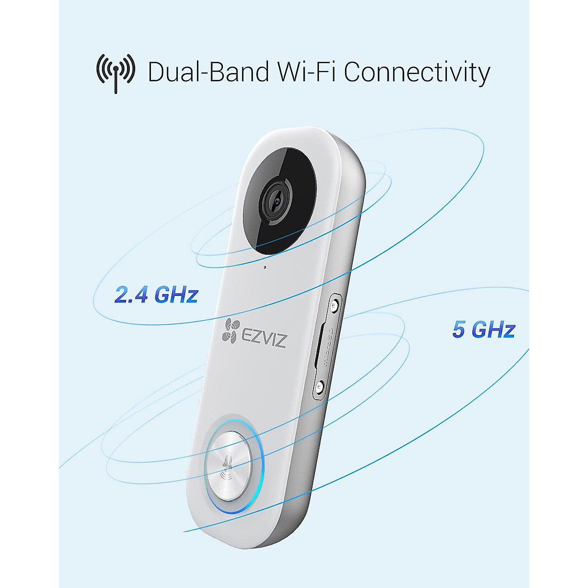 EZVIZ Video Doorbell Camera, 2.4Ghz/5Ghz Wi-Fi 1080P Wired Security Camera with AI-Human Detection, 2-Way Talk, Existing Wiring Required | DB1C