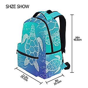 Sea Watercolor Turtle Backpack Travel College Book Bag Shoulder Bag Camping Hiking Laptop Daypack2