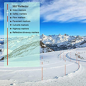 YOHEER Driveway Markers, 32 PCS Snow Stakes 5/16" Snow Poles with White Reflective Film , Snow Plow Markers, Snow Poles